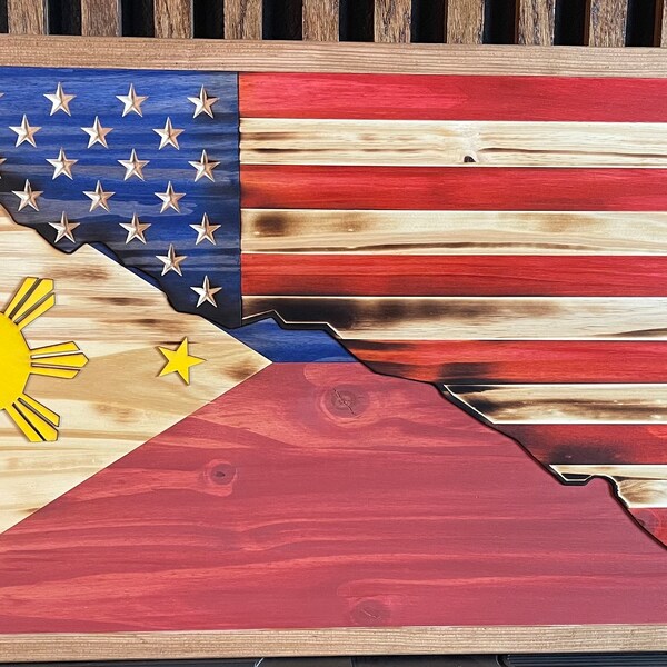 Wooden Philippines American Flag - Etsy
