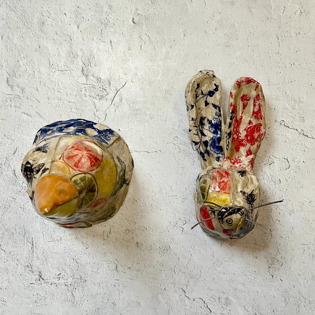 Patchwork Rabbit Head or Bird Head, Ceramic Wall Hanging - Etsy