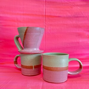 Speckled Pink and Green Colorblock Ceramic Coffee Mug - Etsy