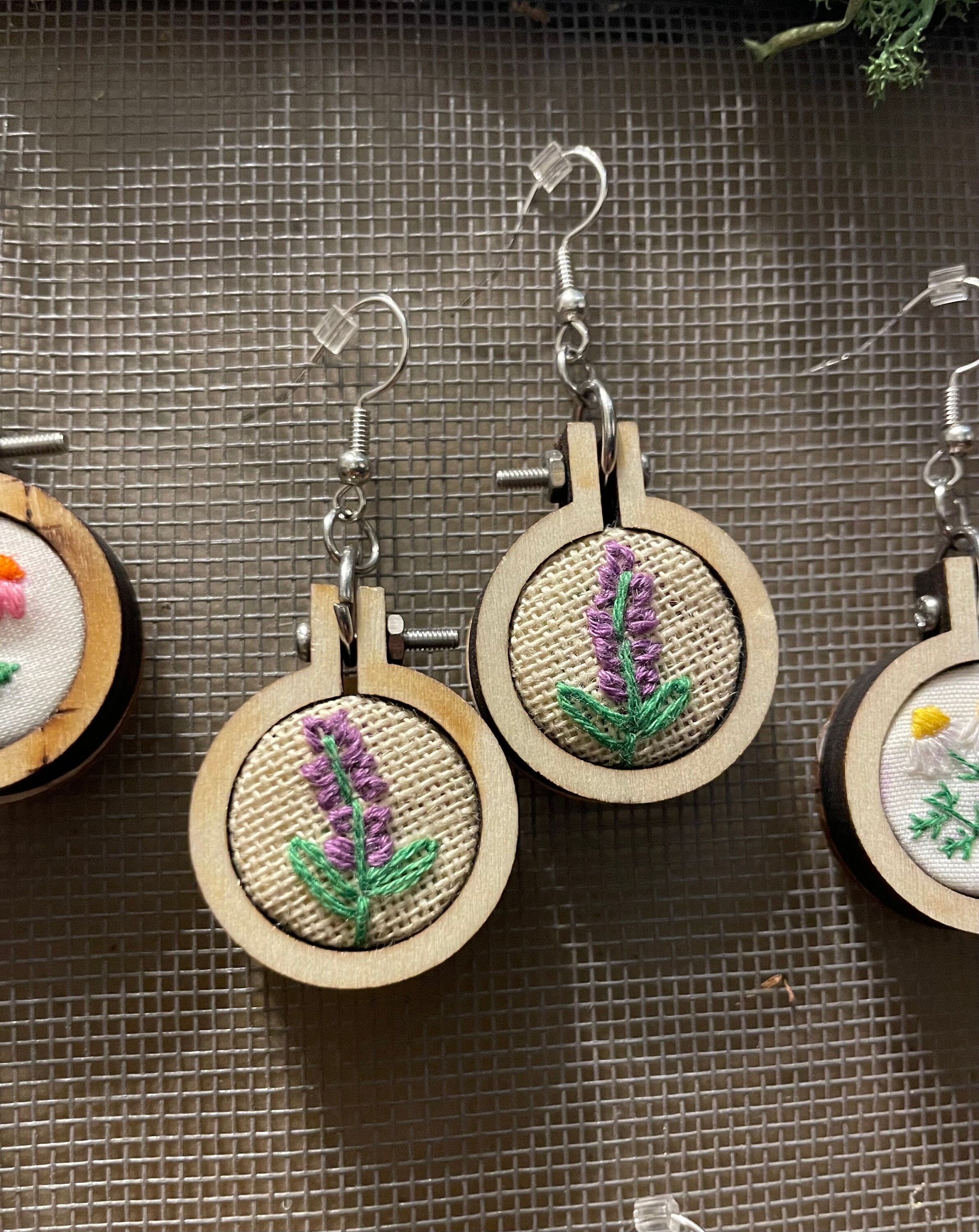 Hand Embroidered Earrings - Etsy UK