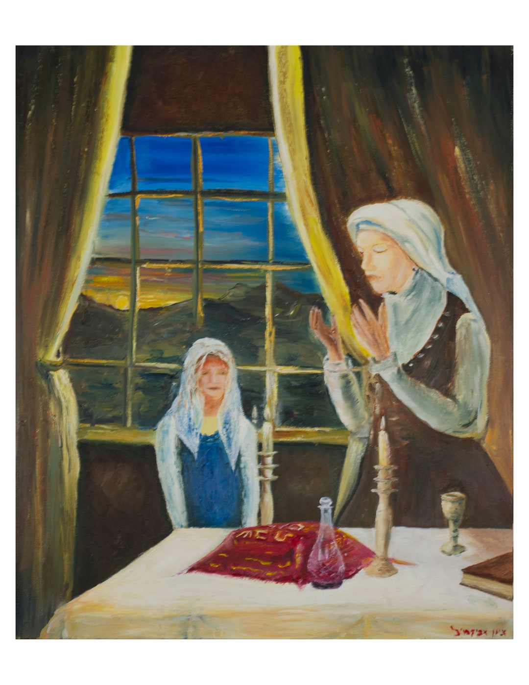 Blessing of Shabbat Candles - Print on Canvas or Original Painting - Etsy