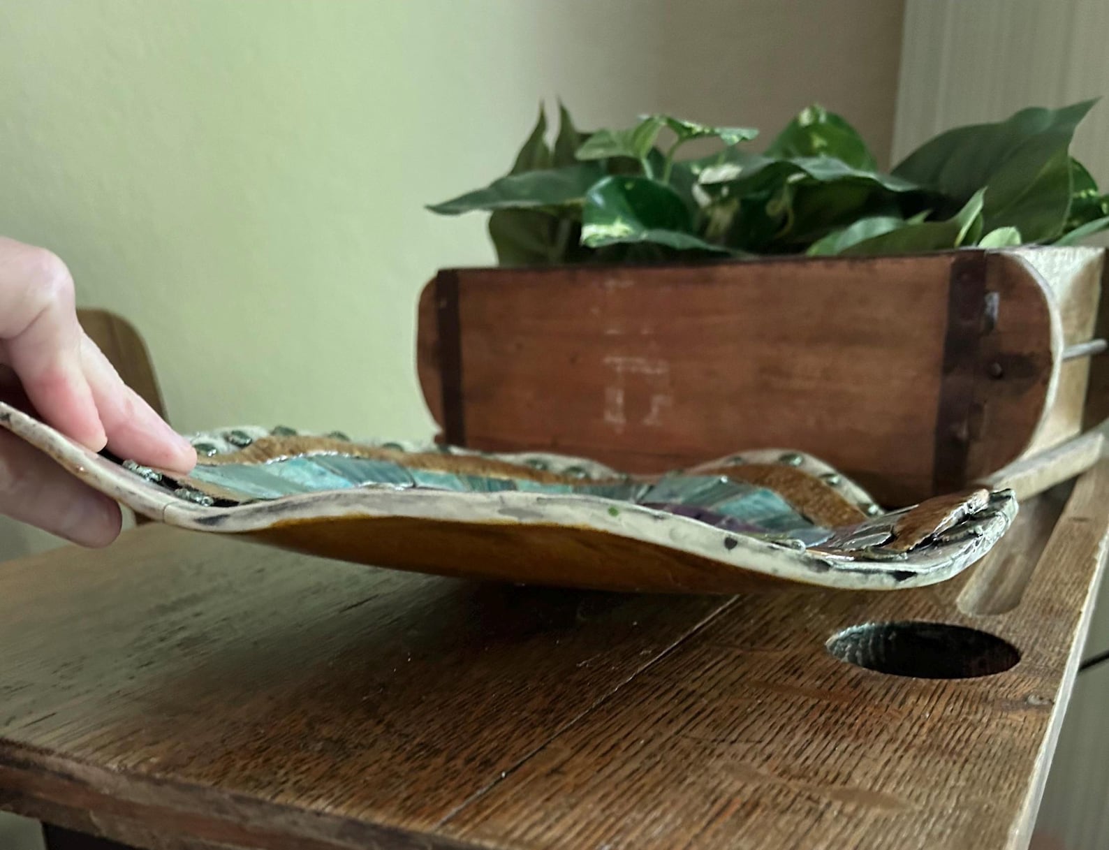 Handmade Abstract Ceramic Platter: Unique Decorative Table Art (11 ...