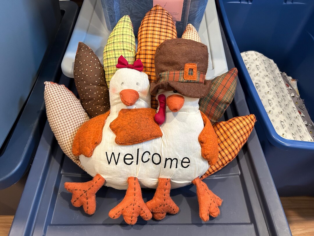 Vintage Handmade Fabric Patchwork Plush Thanksgiving Turkey Doll ...