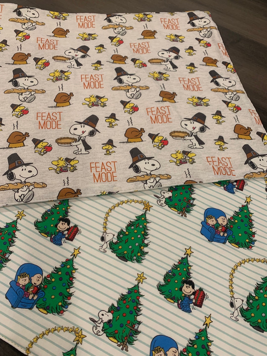 NEW Handmade REVERSIBLE Quilted Table Topper Table Runner. Snoopy ...