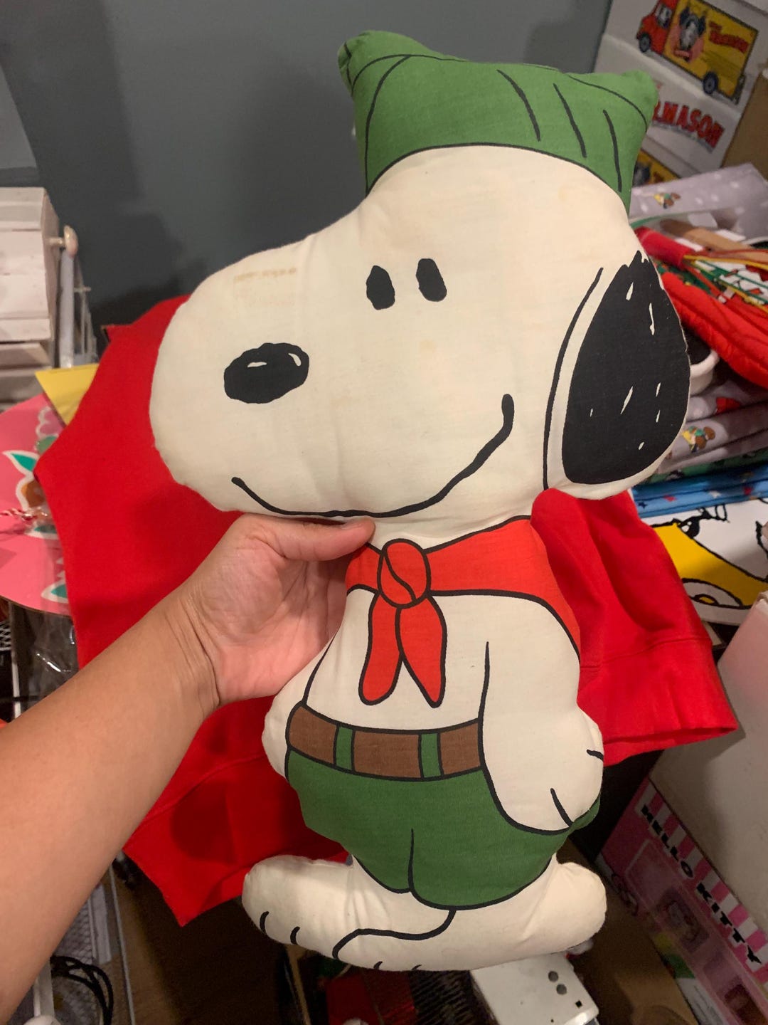 Snoopy Scout. 1958 Santa Snoopy Fabric Panel. Plush/ Pillow. Peanuts ...