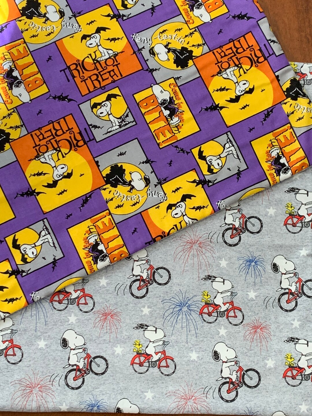 Reversible Snoopy Table Runner: 4th of July & Halloween Fabrics, Summer ...