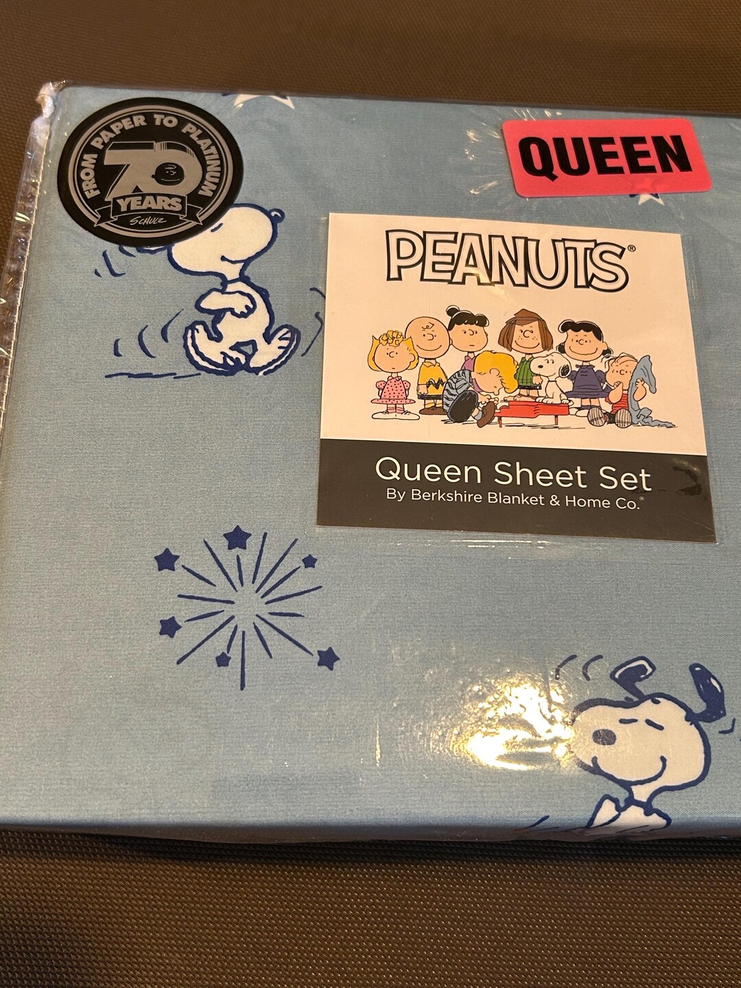 Snoopy Queen Sheet Set, Blue & White, Paw Print - Etsy