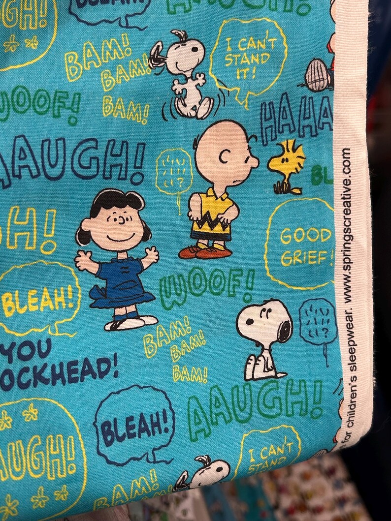 Snoopy Fabric, Peanuts Gang Blue Teal Print (half Yard) - Etsy