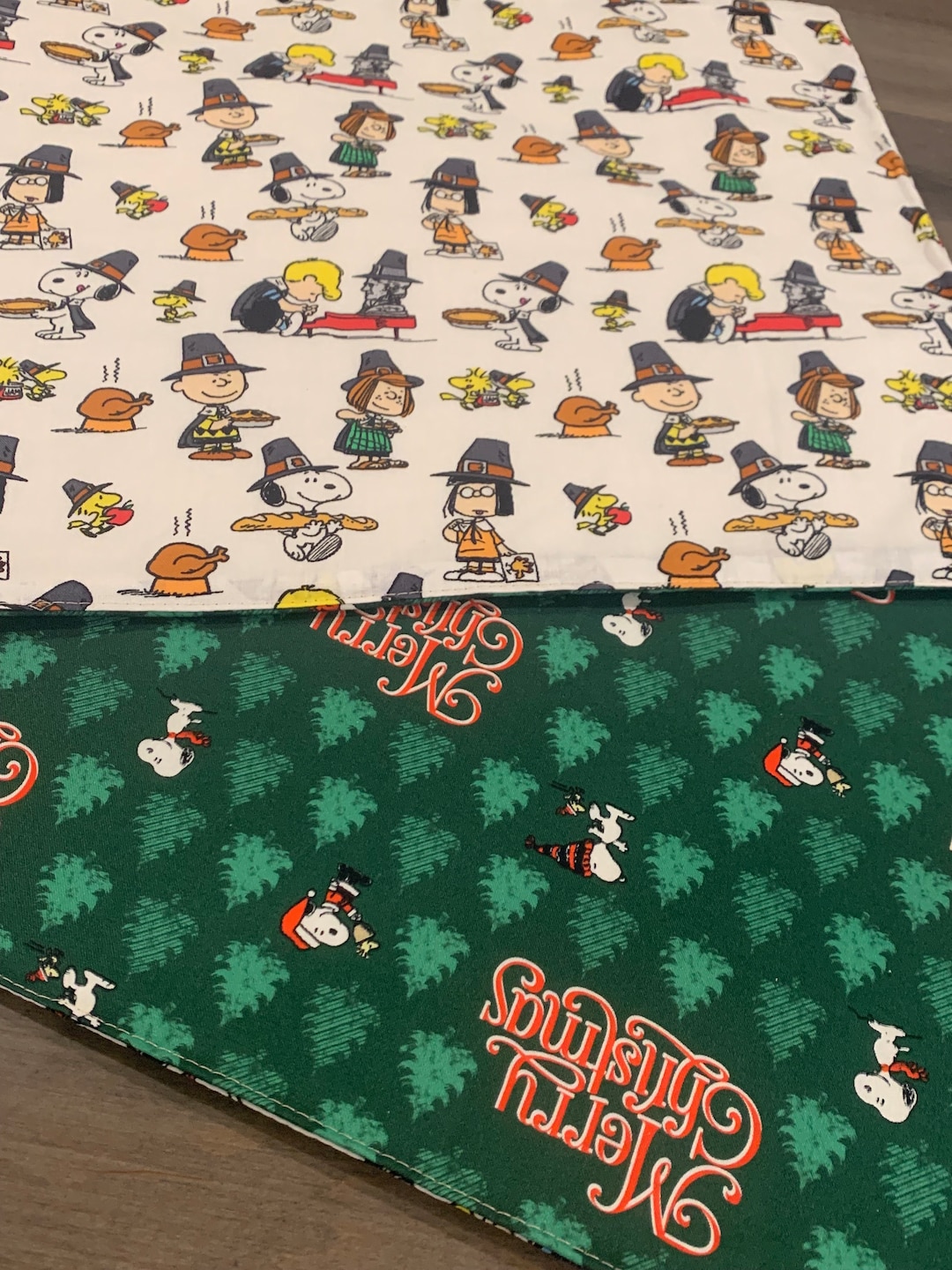 Handmade Reversible Snoopy Table Runner: Christmas/thanksgiving Decor ...