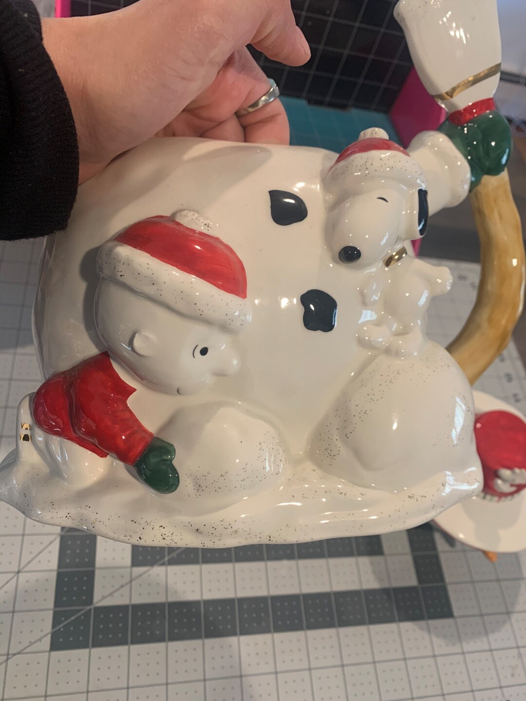 New Lenox Snoopy Christmas Teapot Charlie Brown Peanuts Snowman ...