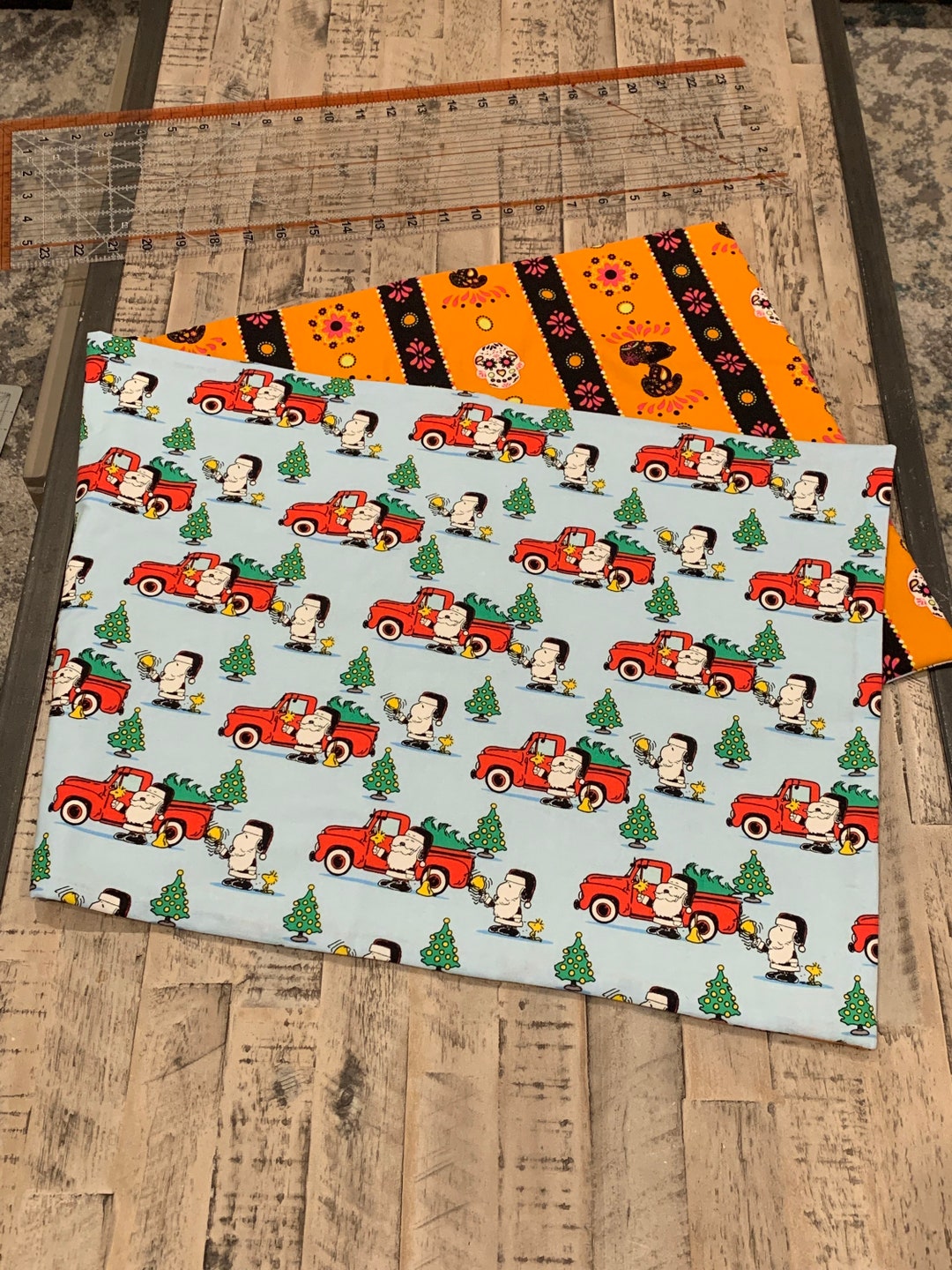 Reversible Peanuts Snoopy Table Runner, Christmas & Halloween Fabrics ...