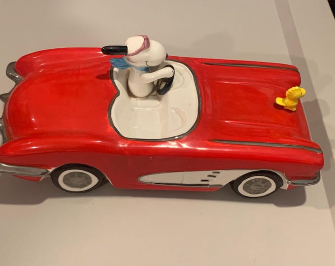 Vintage Snoopy and Woodstock Music Box Red Thunderbird Car Peanuts Hot ...