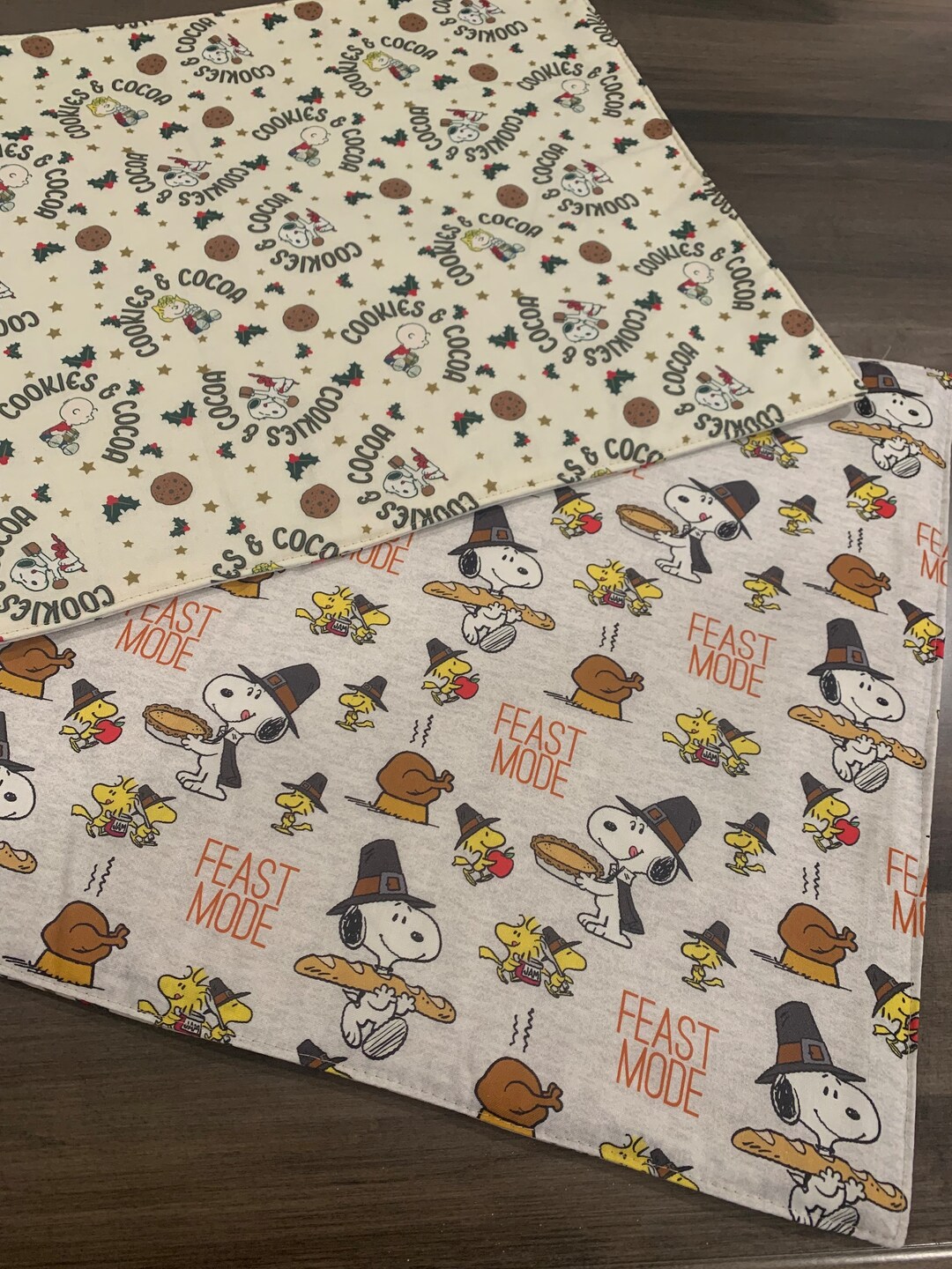 NEW Handmade REVERSIBLE Quilted Table Topper Table Runner. Snoopy ...