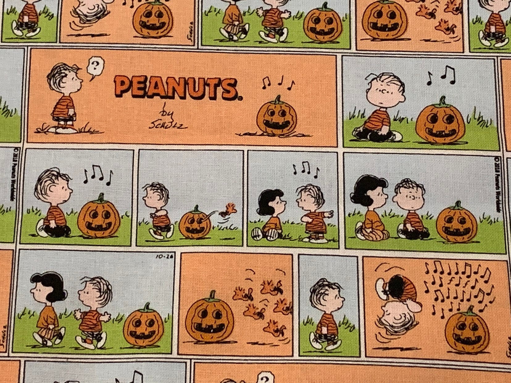 Linus and Lucy fabric. Great pumpkin. Comics. Sold by the half | Etsy
