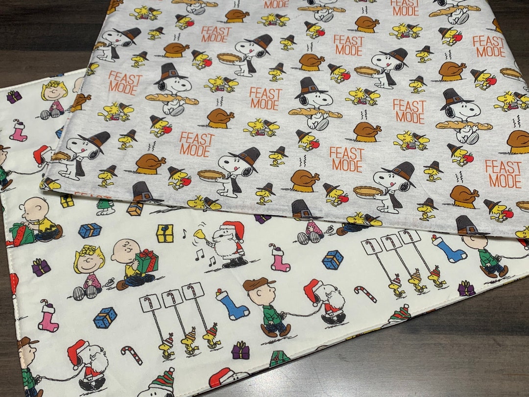 Handmade Reversible Quilted Table Runner: Snoopy Christmas/thanksgiving ...