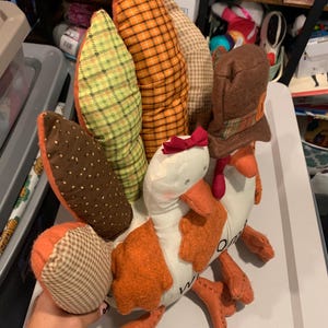 Vintage Handmade Fabric Patchwork Plush Thanksgiving Turkey Doll ...