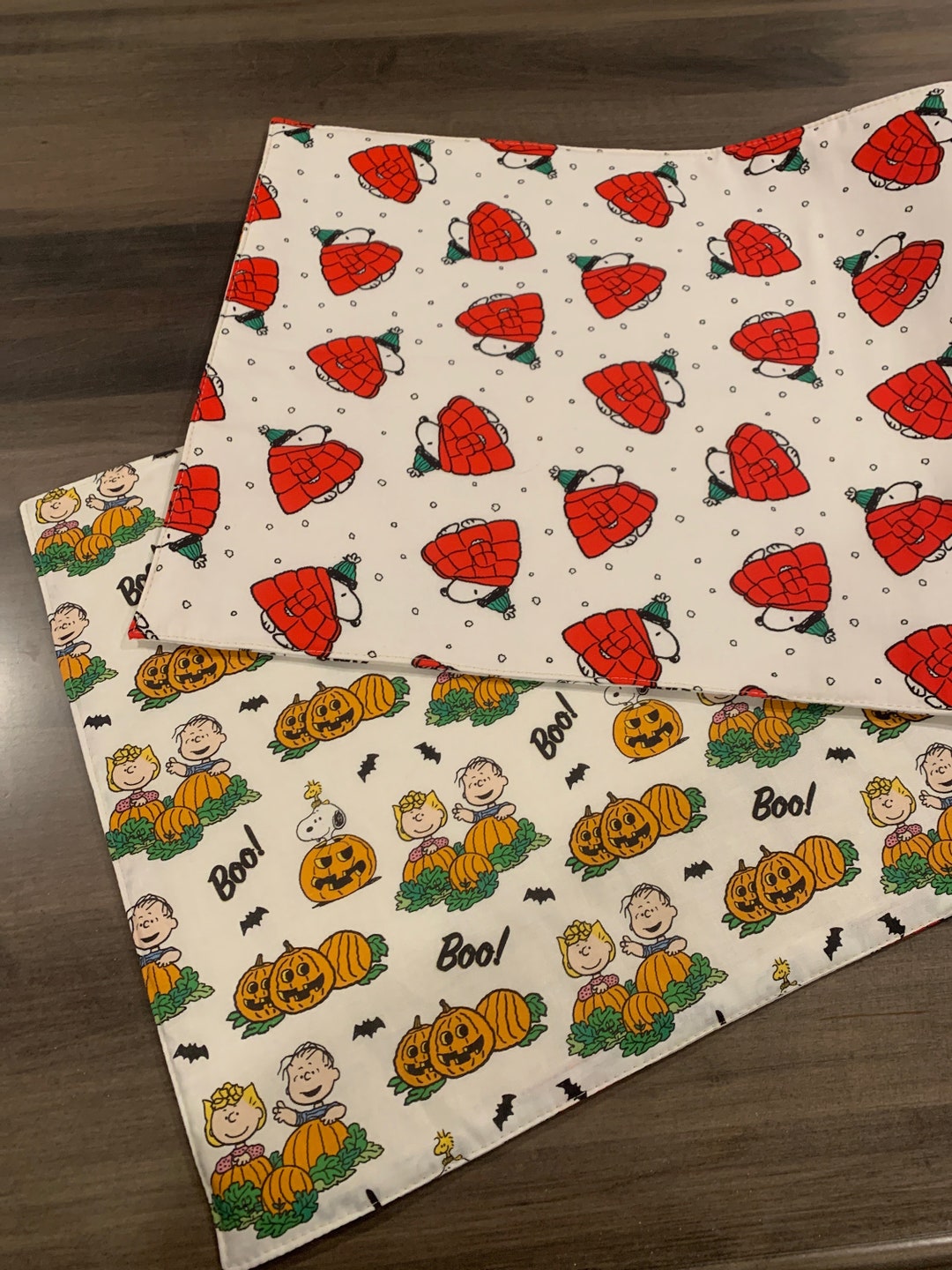 Handmade Reversible Snoopy Table Runner: Christmas & Halloween Decor ...