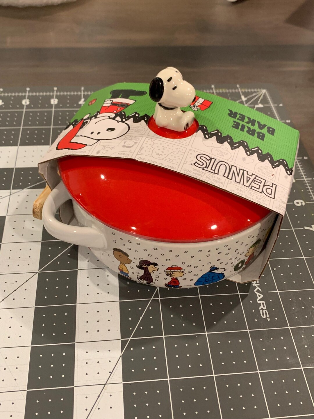 New Ceramic Snoopy Cheese Jar and Knife, Happiness is Cheese. Snoopy. Brie Baker. - Etsy