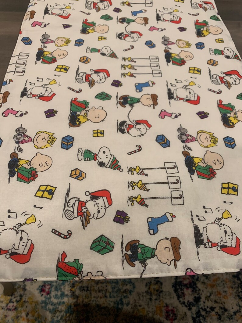 Handmade Reversible Quilted Table Runner: Snoopy Christmas ...