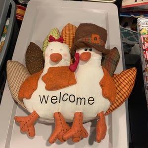 Vintage Handmade Fabric Patchwork Plush Thanksgiving Turkey Doll ...