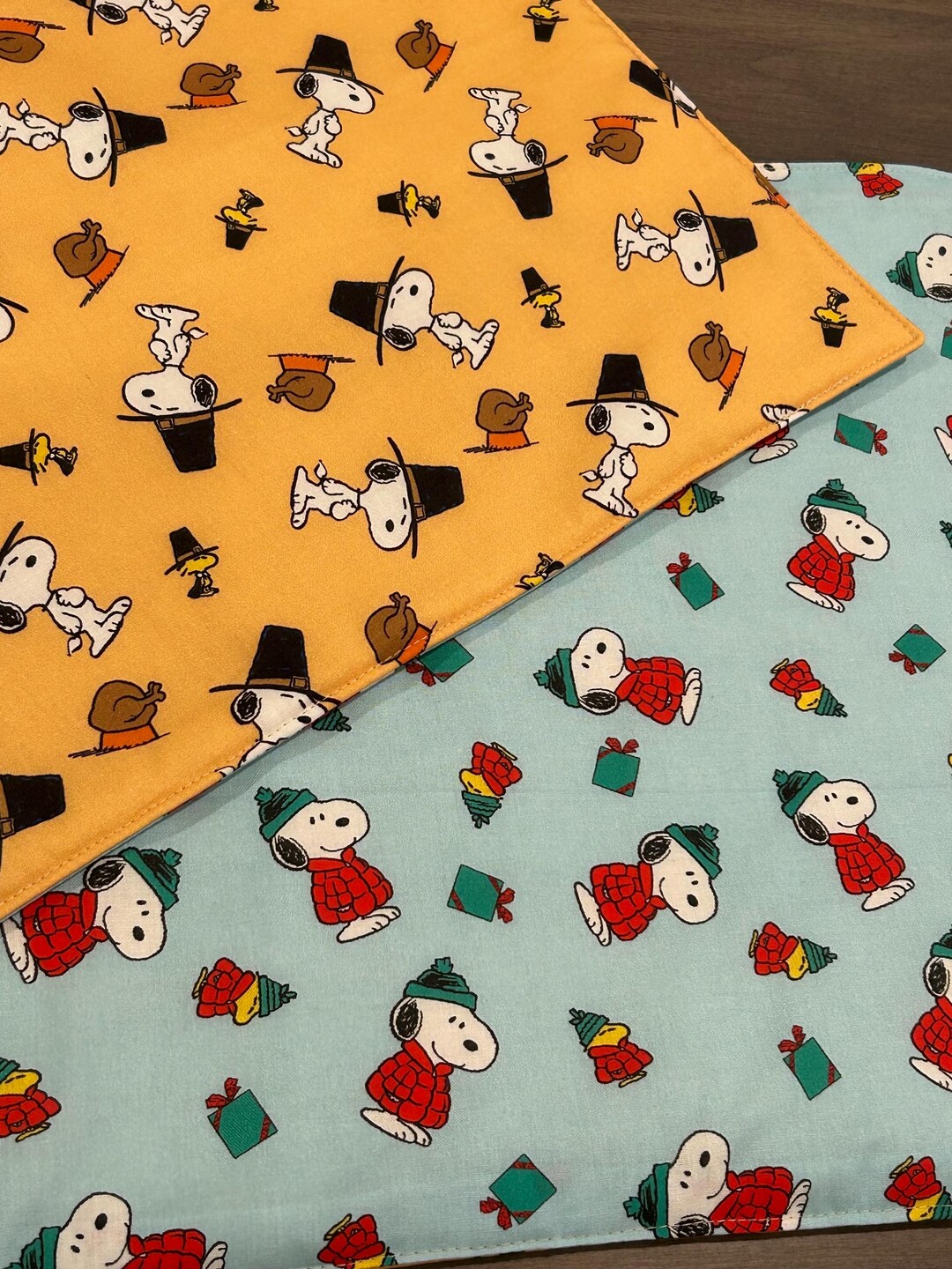 Handmade Reversible Quilted Table Runner, Snoopy Christmas/thanksgiving ...