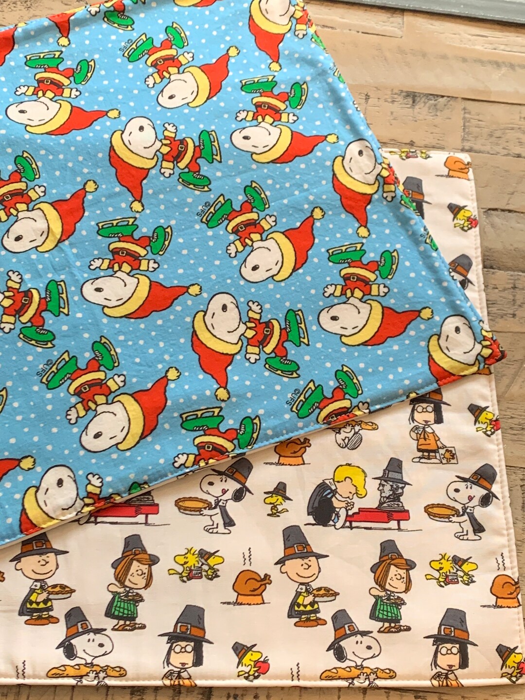 NEW Handmade REVERSIBLE Quilted Table Topper Table Runner. Snoopy ...