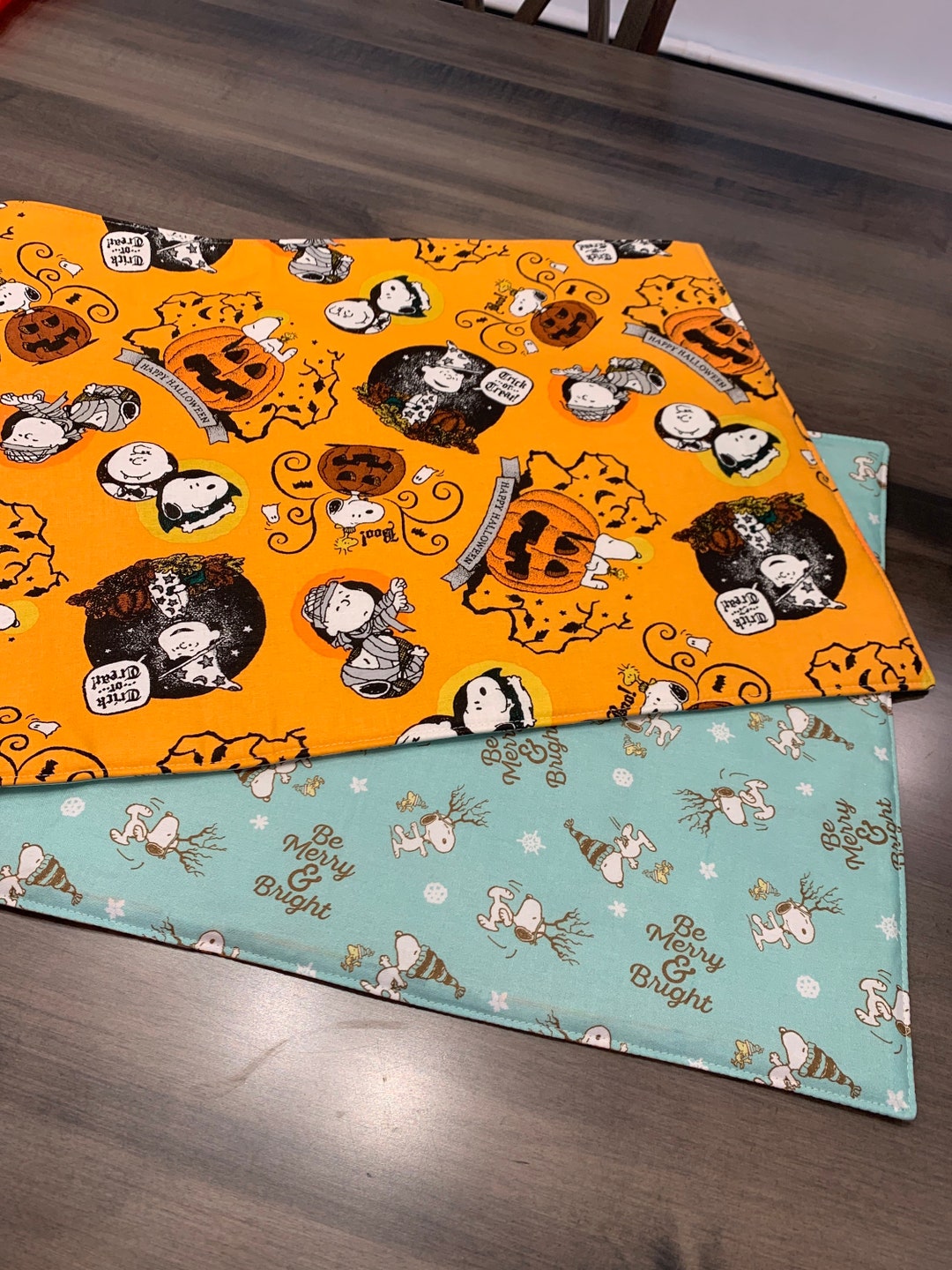 New Reversible Quilted Handmade Table Runner, Christmas/ Halloween ...