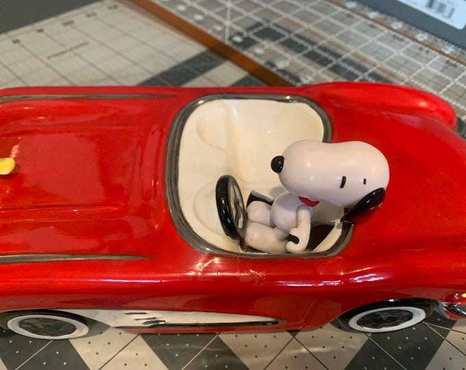 Vintage Snoopy and Woodstock Music Box Red Thunderbird Car Peanuts Hot ...