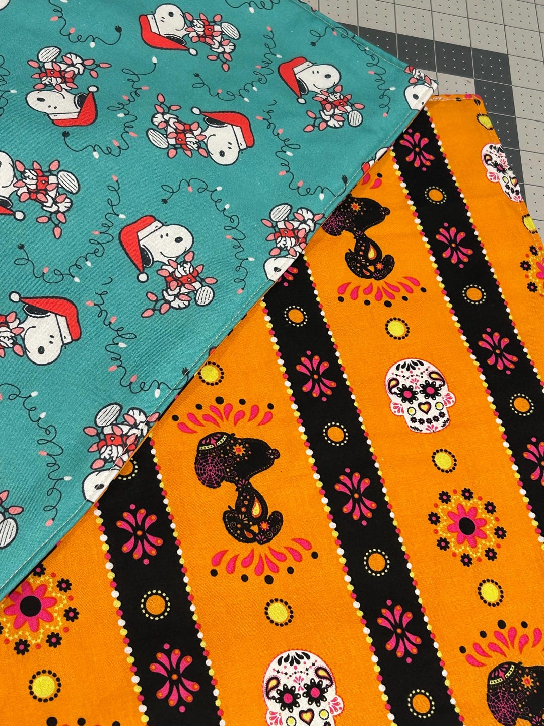 Reversible Quilted Table Runner, Christmas Snoopy, Halloween Snoopy ...