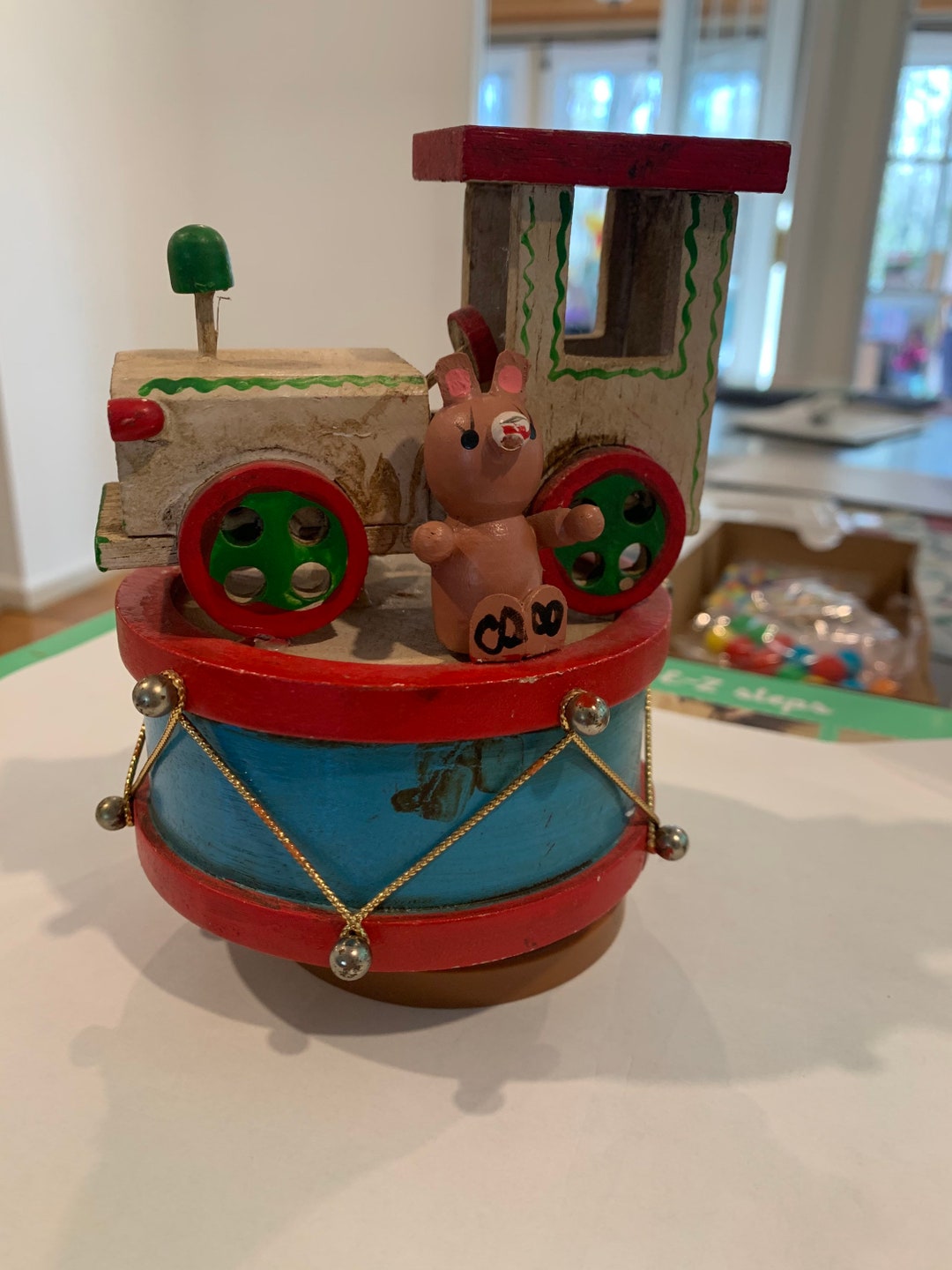 Vintage Wooden Music Box. Train Music Box. Pig. Vintage Enesco 1970s ...