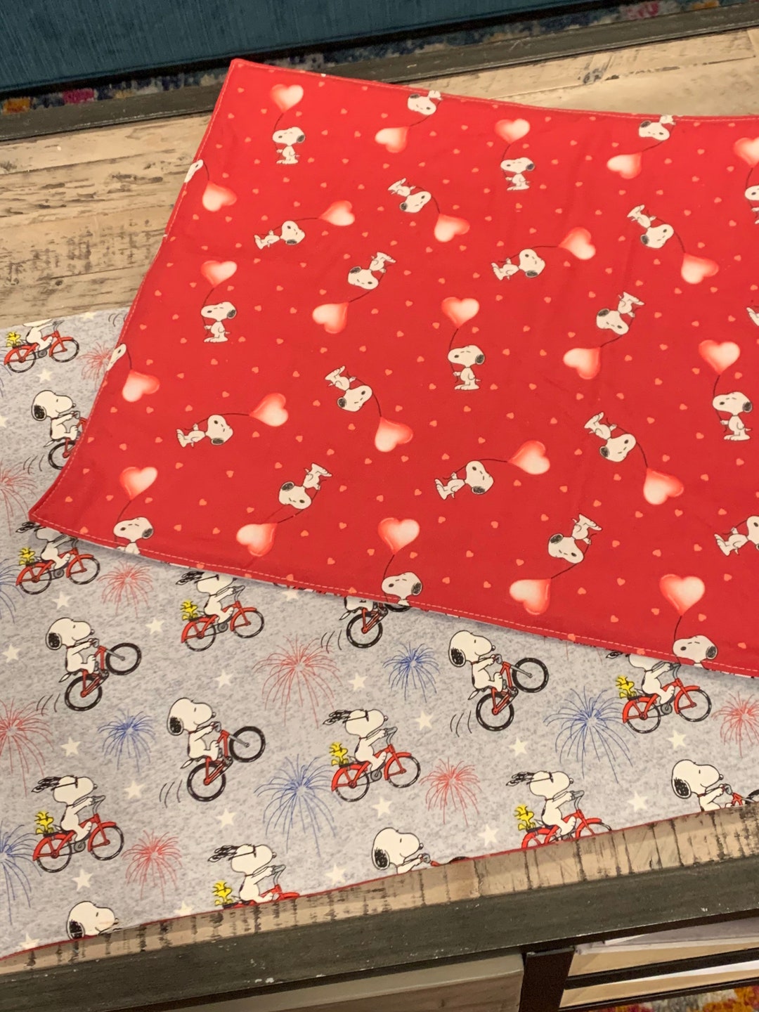 Reversible Snoopy Table Runner: Valentine's & Independence Day Decor ...