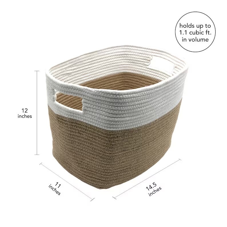 Cubby Baskets, Cubby Storage, Fabric Basket With Handles, Jute White ...
