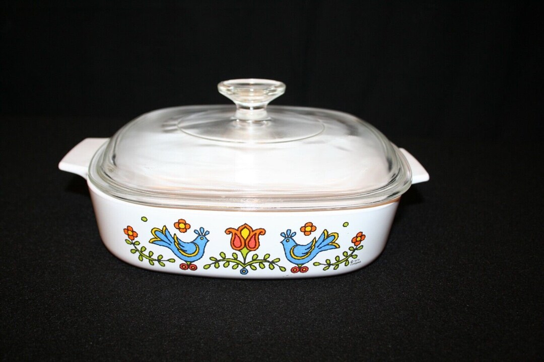 VTG 1975 Corning Ware Country Festival A-8-B Bake Serve Bowl Dish & LID ...