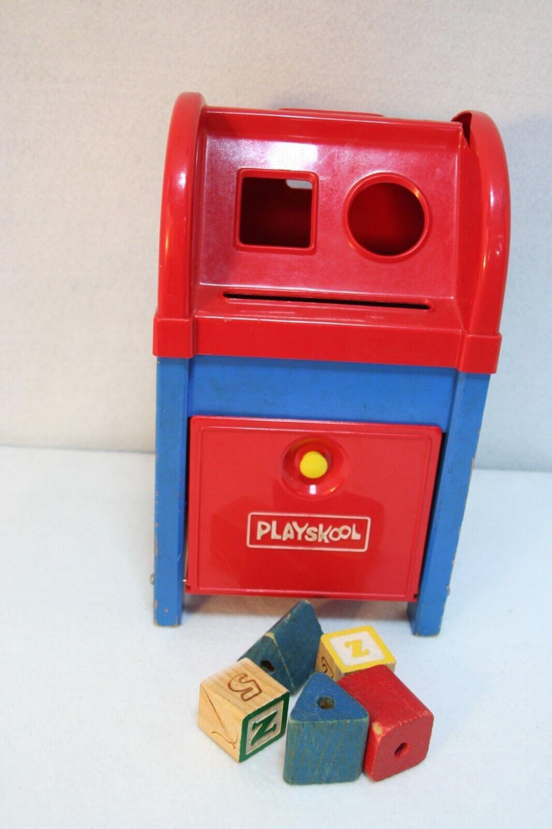 Vintage Playskool Postal Station Wooden Mailbox Shape Sorter Activity ...