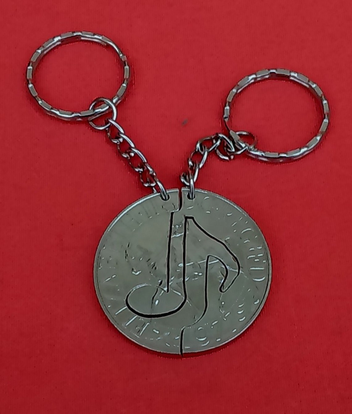 Musical Notes Interlocking Handmade Large Cut Coin Key Chain Fobs ...