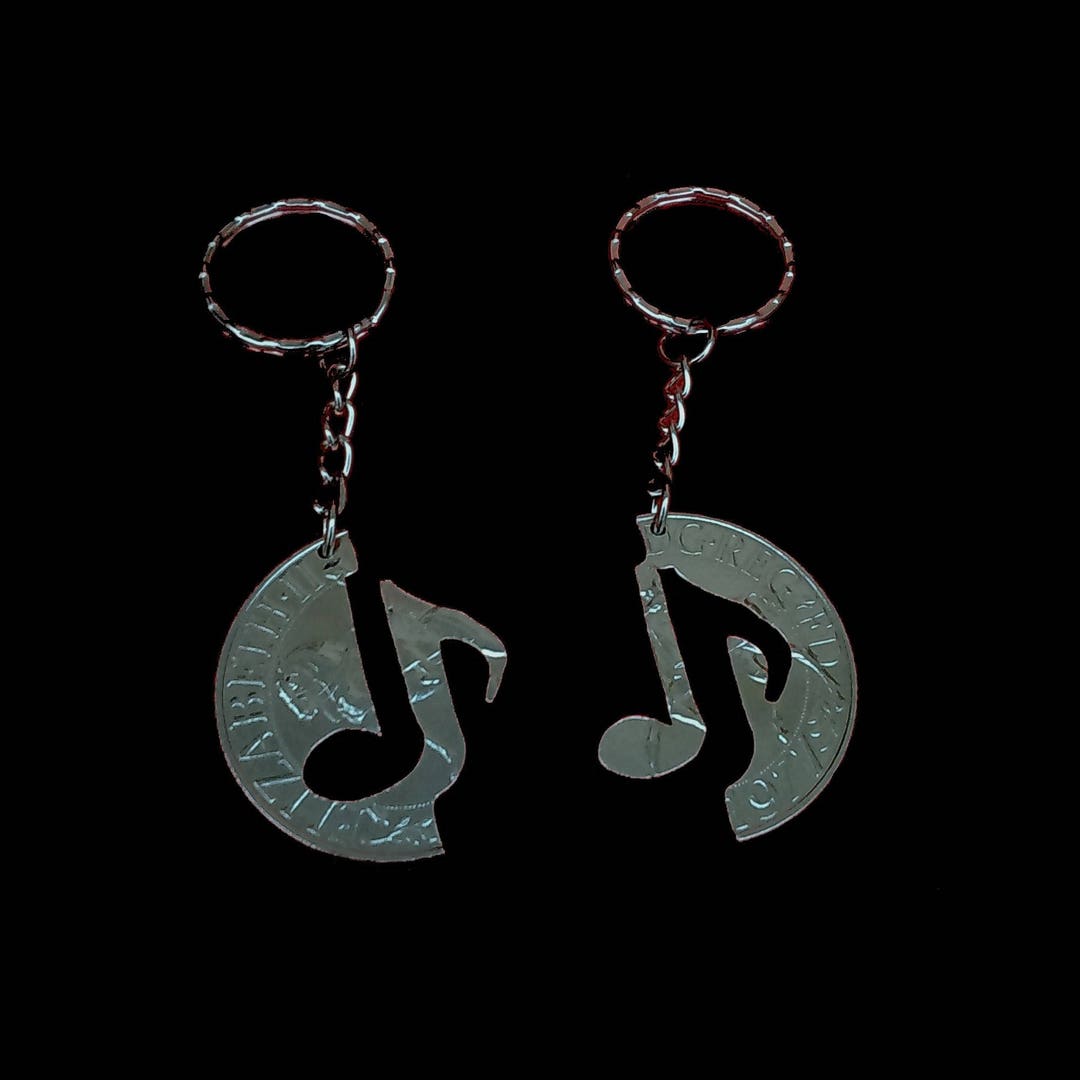 Musical Notes Interlocking Handmade Large Cut Coin Key Chain Fobs ...