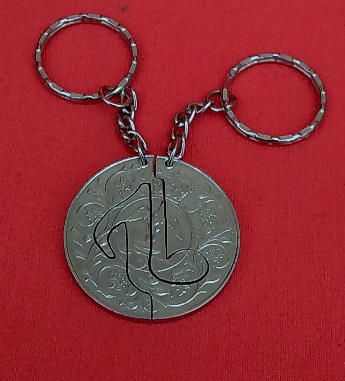 Musical Notes Interlocking Handmade Large Cut Coin Key Chain - Etsy