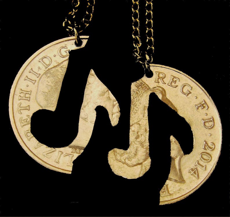 Musical Notes Interlocking Friendship in Harmony Handmade Cut Coin ...