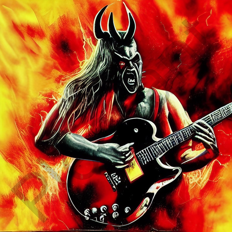 Devil Playing Guitar in Hell Digital Download - Etsy