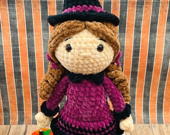 Fab Crochet Pattern PDF Cute Halloween Witch 12 Inch Doll Aran Yarn - Etsy