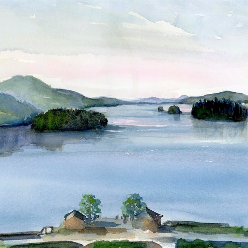 Sagamore on Lake George Art Print Watercolor Painting of the - Etsy