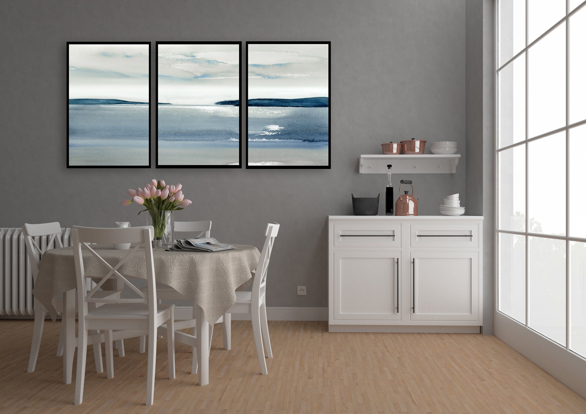 Set of 3 Prints Reflections Over the Sea Triptych of Original | Etsy