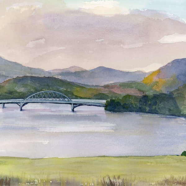 Lake and Bridge - Etsy