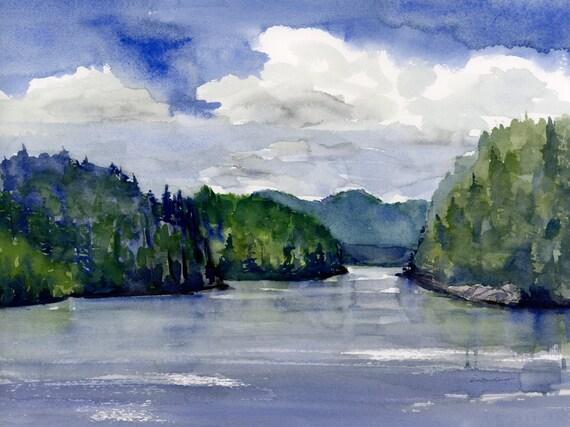 Indian Lake Art Print Adirondack Lake Watercolor Painting - Etsy