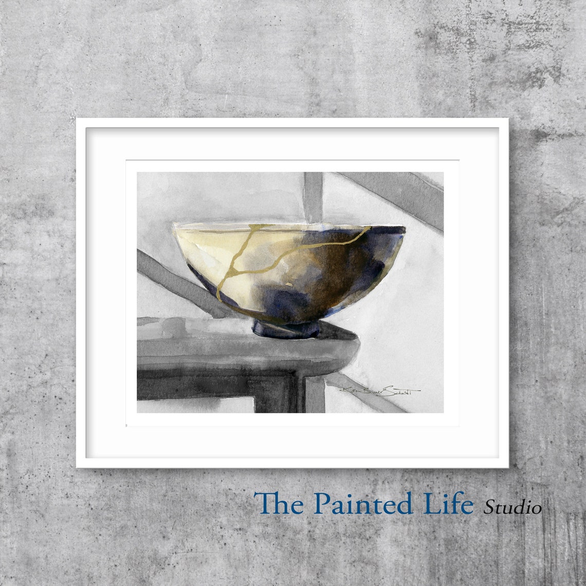 Kintsugi Bowl Art Print of Original Painting Wabi-sabi - Etsy
