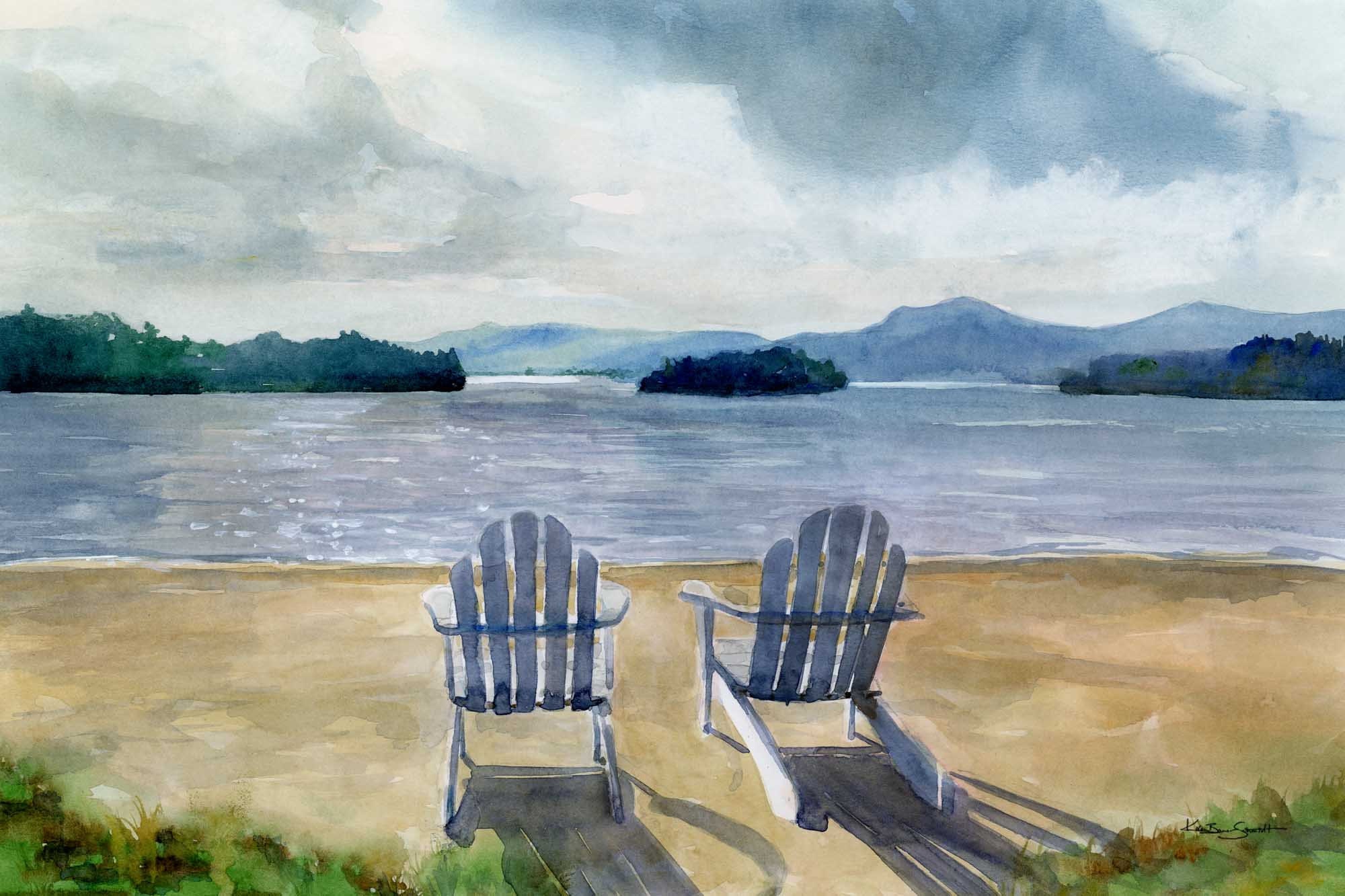 Adirondack Chairs On Beach Painting