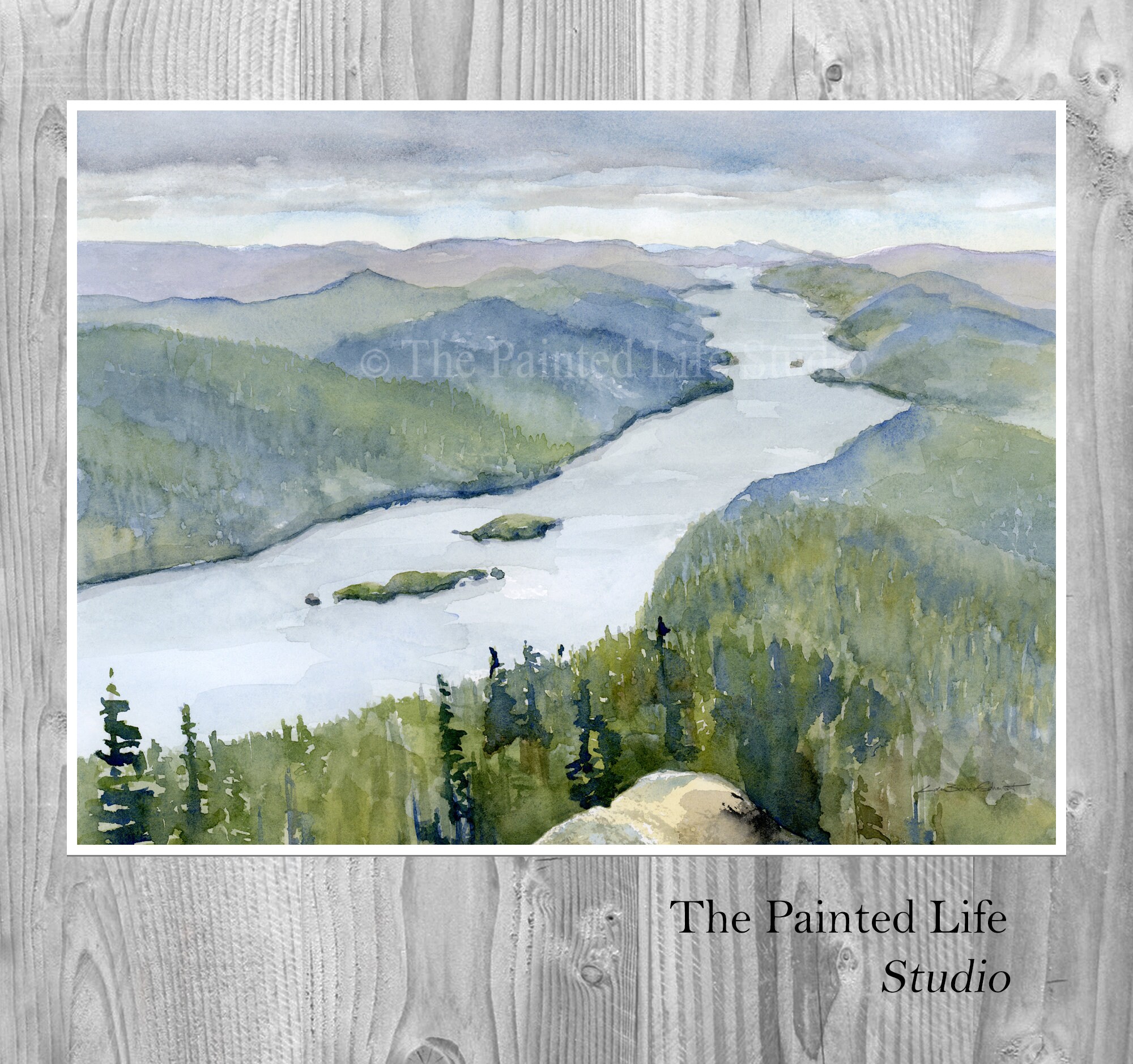 View of Lake George Printmountains and Lake Watercolor Wall | Etsy