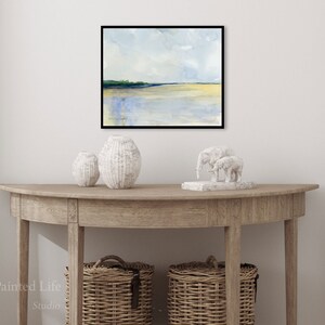 Shoreline Original Painting, Abstract Coastal Scene Watercolor Painting ...