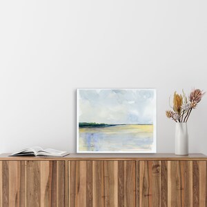 Shoreline Original Painting, Abstract Coastal Scene Watercolor Painting ...