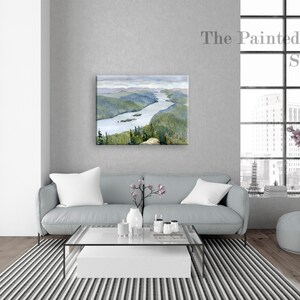 View of Lake George Wrapped CANVAS Print,mountains and Lake Watercolor ...